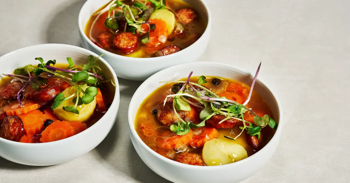 Traditional sausage soup with Angela sausage